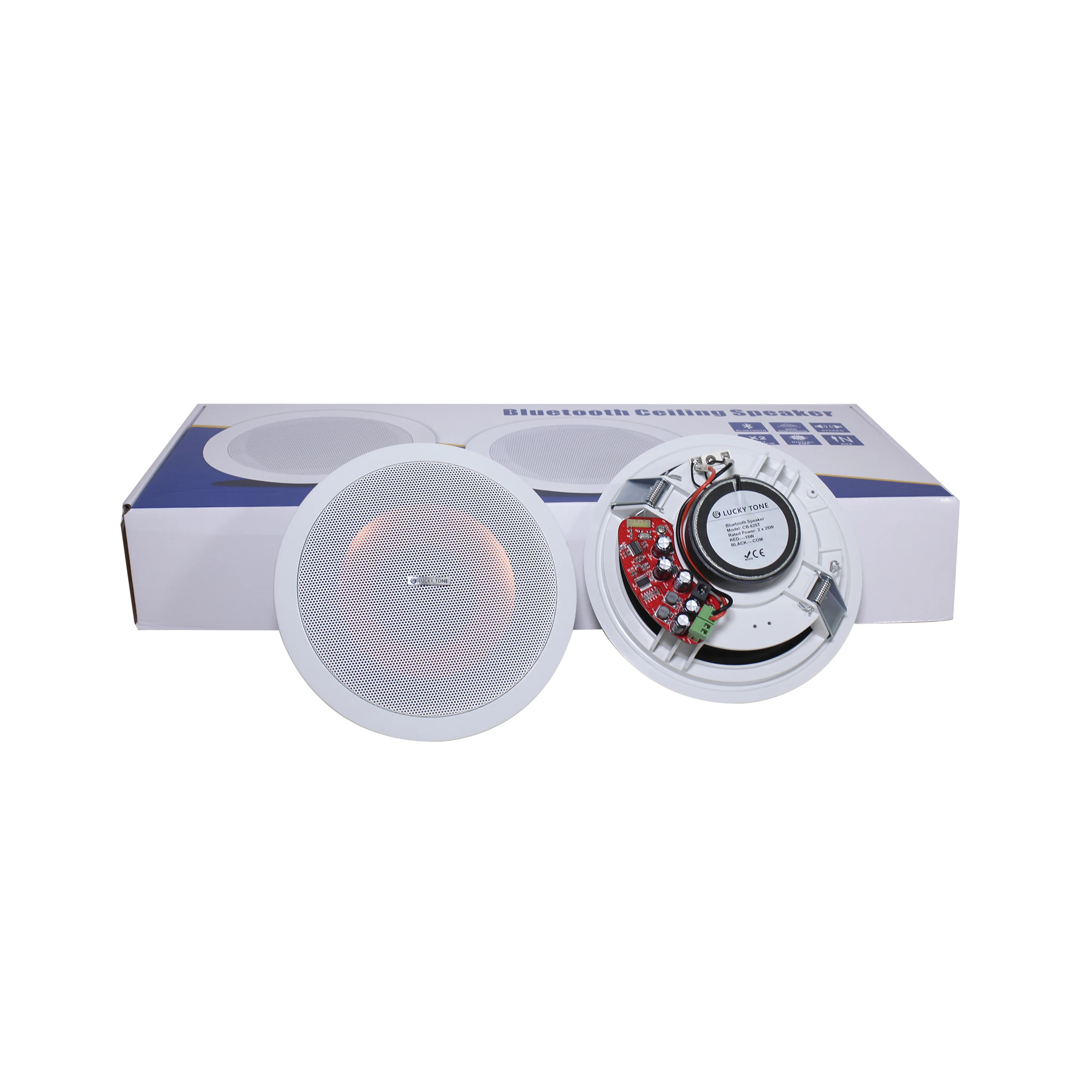 6-inch Active Wireless Bluetooth Ceiling Speaker Pair With Orange ...