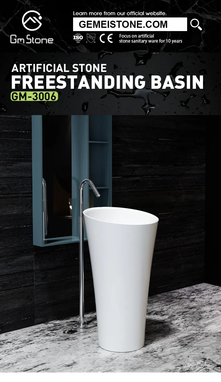 Gm High Quality Artificial Stone Hand Wash Pedestal Basin Column Modern ...