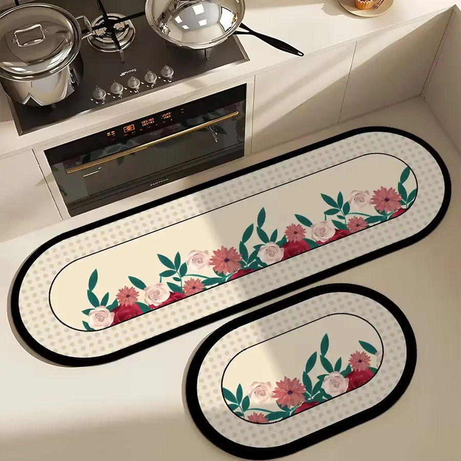 Custom 3d Printed Floor Mat,Minimalist Oval Kitchen Non-slip Mats Floor ...