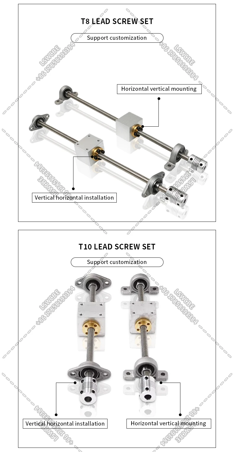 3D Printer Trapezoidal Lead Screw Square Nut Seat T8 T10 T12 T14 T16 ...