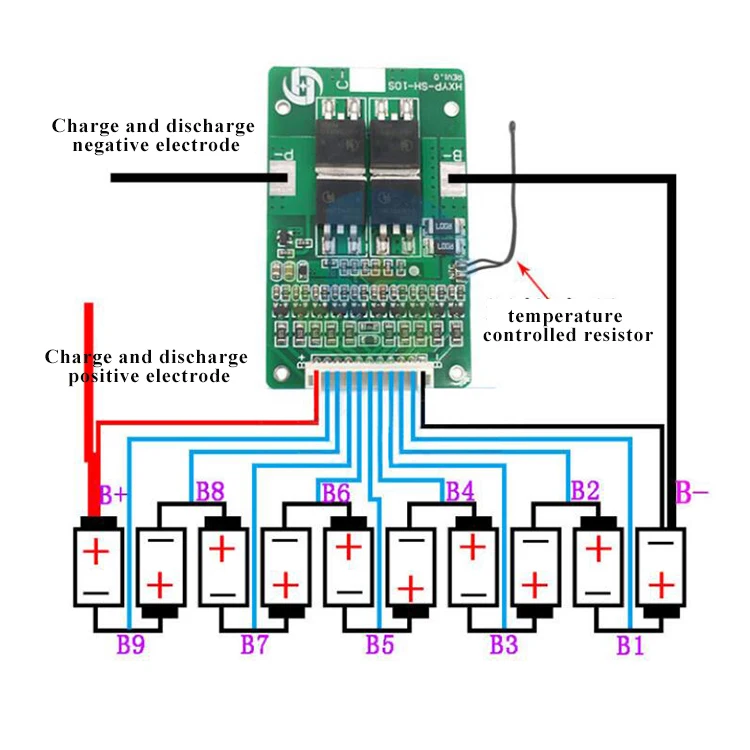 10S Temperature Control BMS Polymer 20A 42V Battery Protection Board