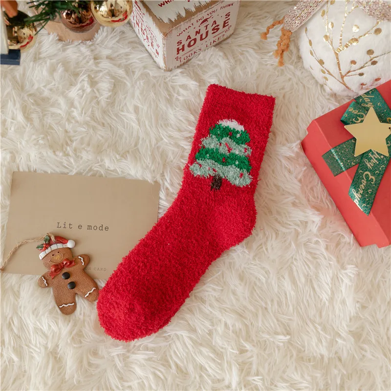Custom Design Deer Fluffy Sleep Christmas Sock Coral Velvet 3D ...
