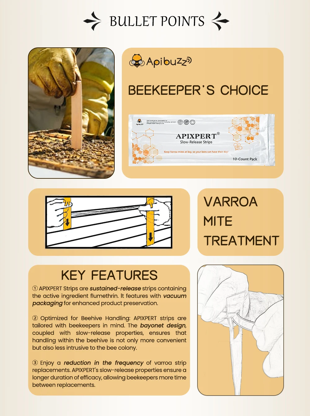 Apixpert Slow-release Varroa Strips - 10-count Pack - Beekeeping Mite ...