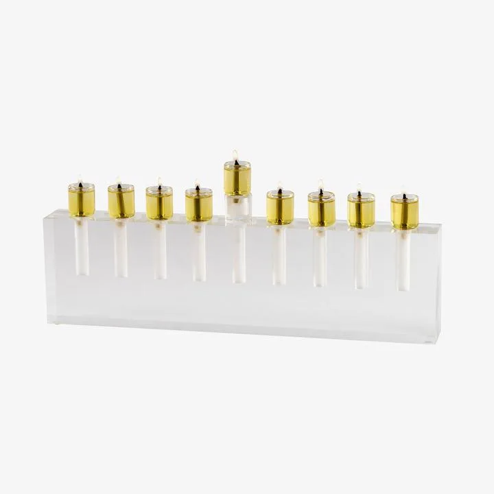Modern Acrylic Hanukah Judaica Menorah Candlestick Shabbat Crystal ...