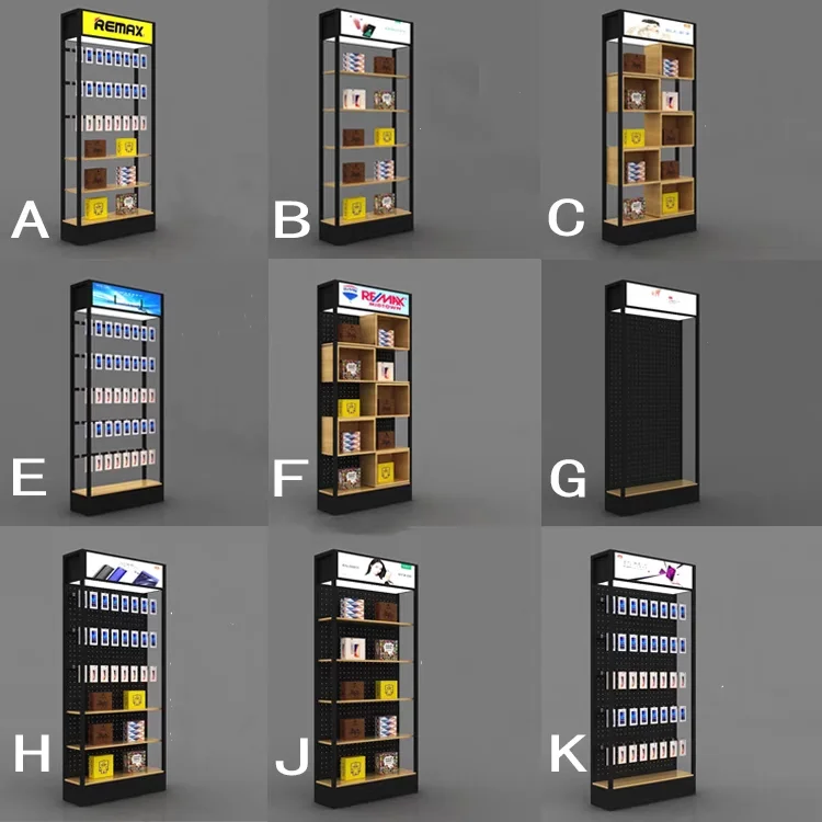 Factory Price Metal And Wooden Cellphone Case Display Shelves Mobile ...