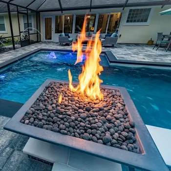 Swimming Pools Fire Bowl Outdoor Corten Steel Water Feature Gas Fire ...