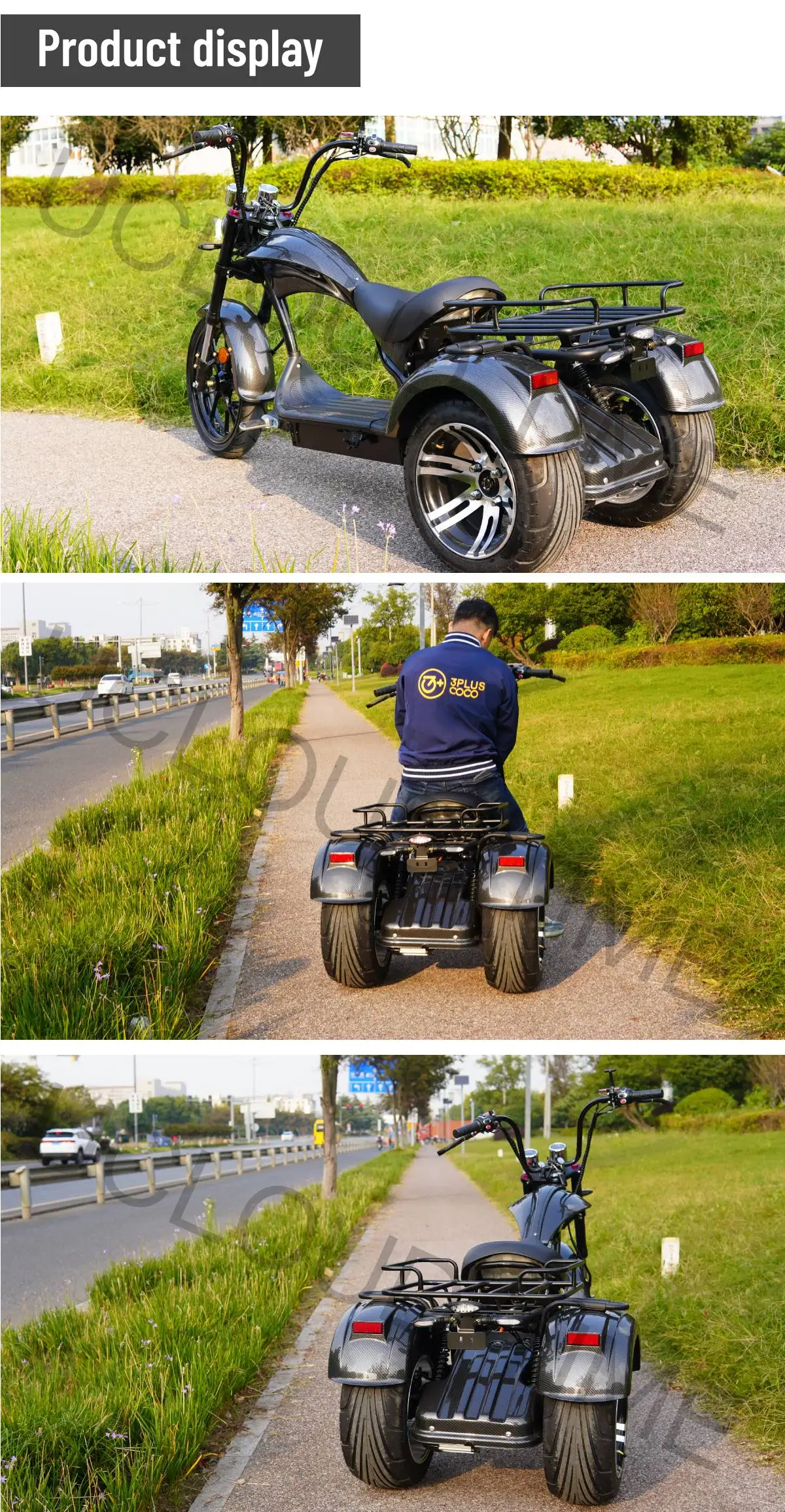 Trike Chopper 3 Wheel Electric Scooter - 1000W/2000W Power