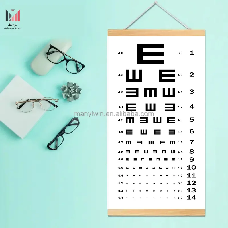 Wooden Hanging Scroll Framed Eye Chart Vision Testing Chart Canvas ...
