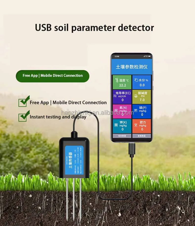 7-in-1 Soil Tester Temperature Humidity Sensor Transmitter Greenhouse ...