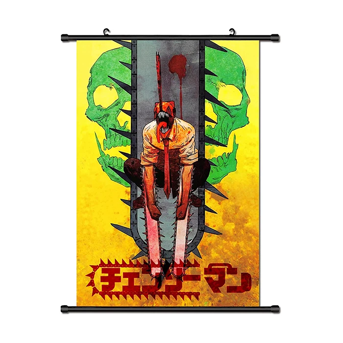 Custom Chainsaw Man Scroll Wall Hanging Pictures Painting Cartoon Anime ...