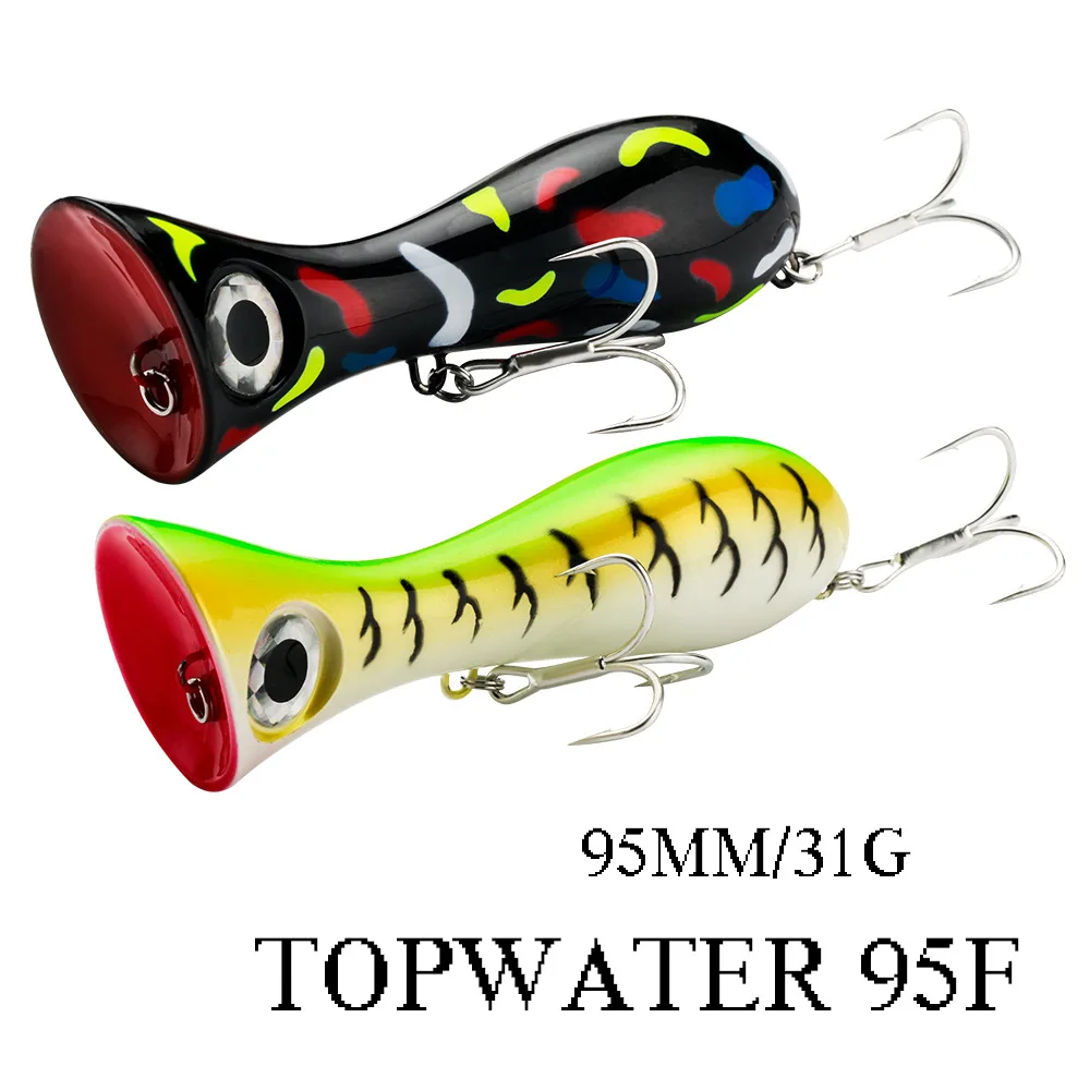 31G Floating Water Wave Climbing Bait 95mm Big Mouth Poppa Popper for ...