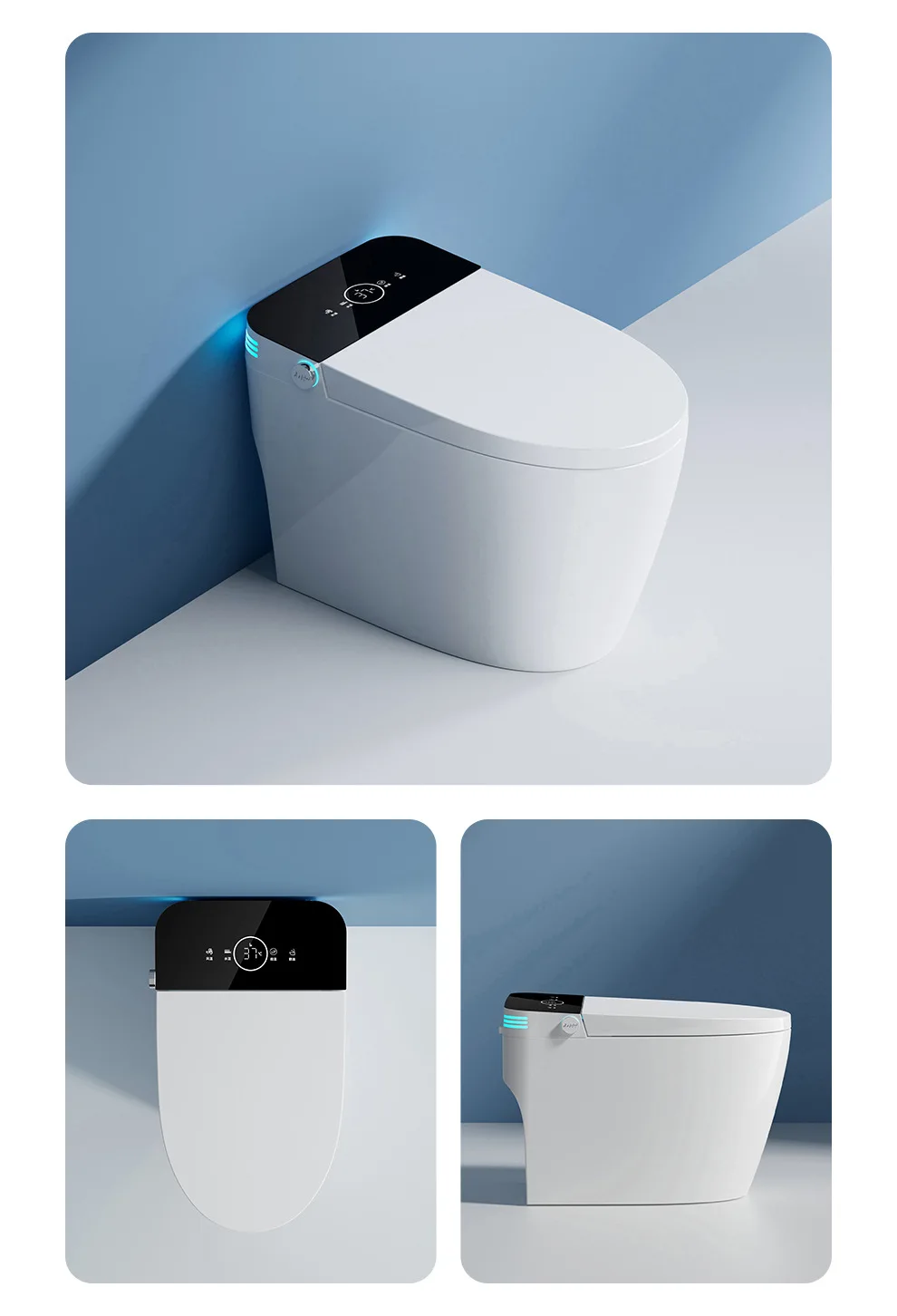Smart Toilet with Dual-Flush, Self-Cleaning, and Warm Air Drying