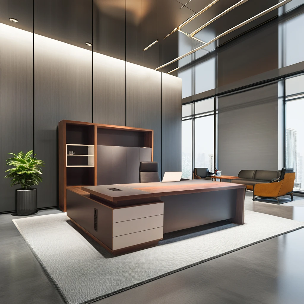 2025 Executive Office Desk Furniture Black Walnut Modern Luxury L ...