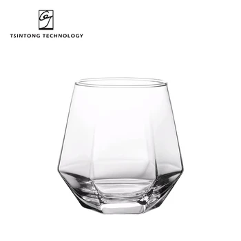 Factory 300ml 11oz Creative Diamond Shaped Transparent Glass Cup ...