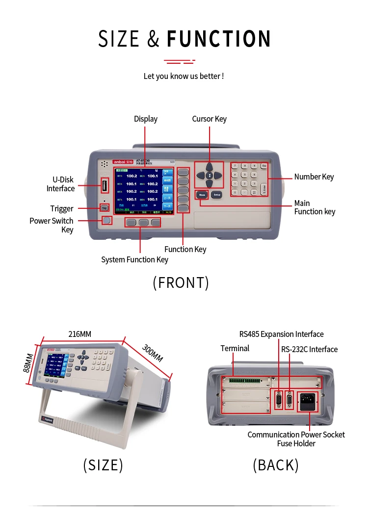 Industrial Multipoint Temperature Meter Data Logger AT4508