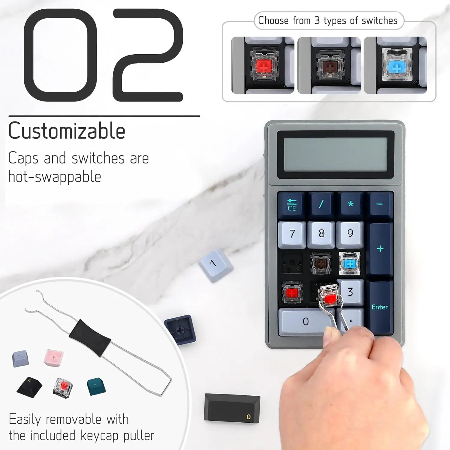 DENTEN Universal Numeric Mechanical Keyboard Calculator 17 Keys Mini ...