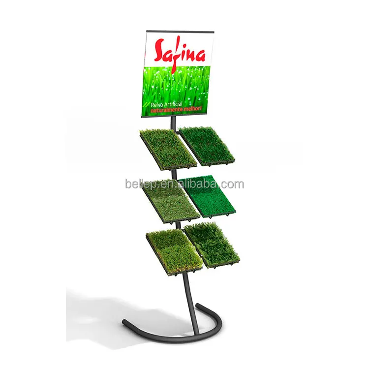 Durable Powder Coating Black Metal Display Rack Artificial Grass ...