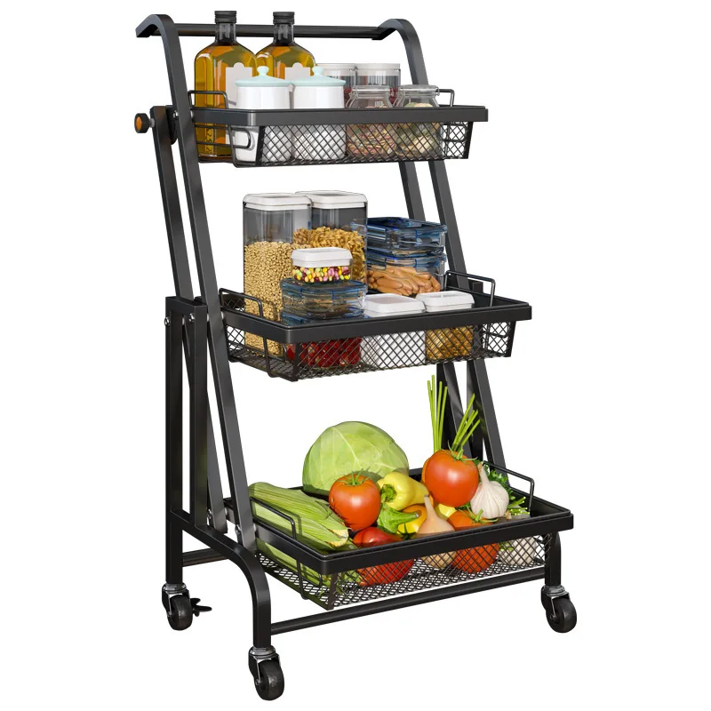 Retractable Kitchen Vegetable Storage Rack Metal Movable Household ...