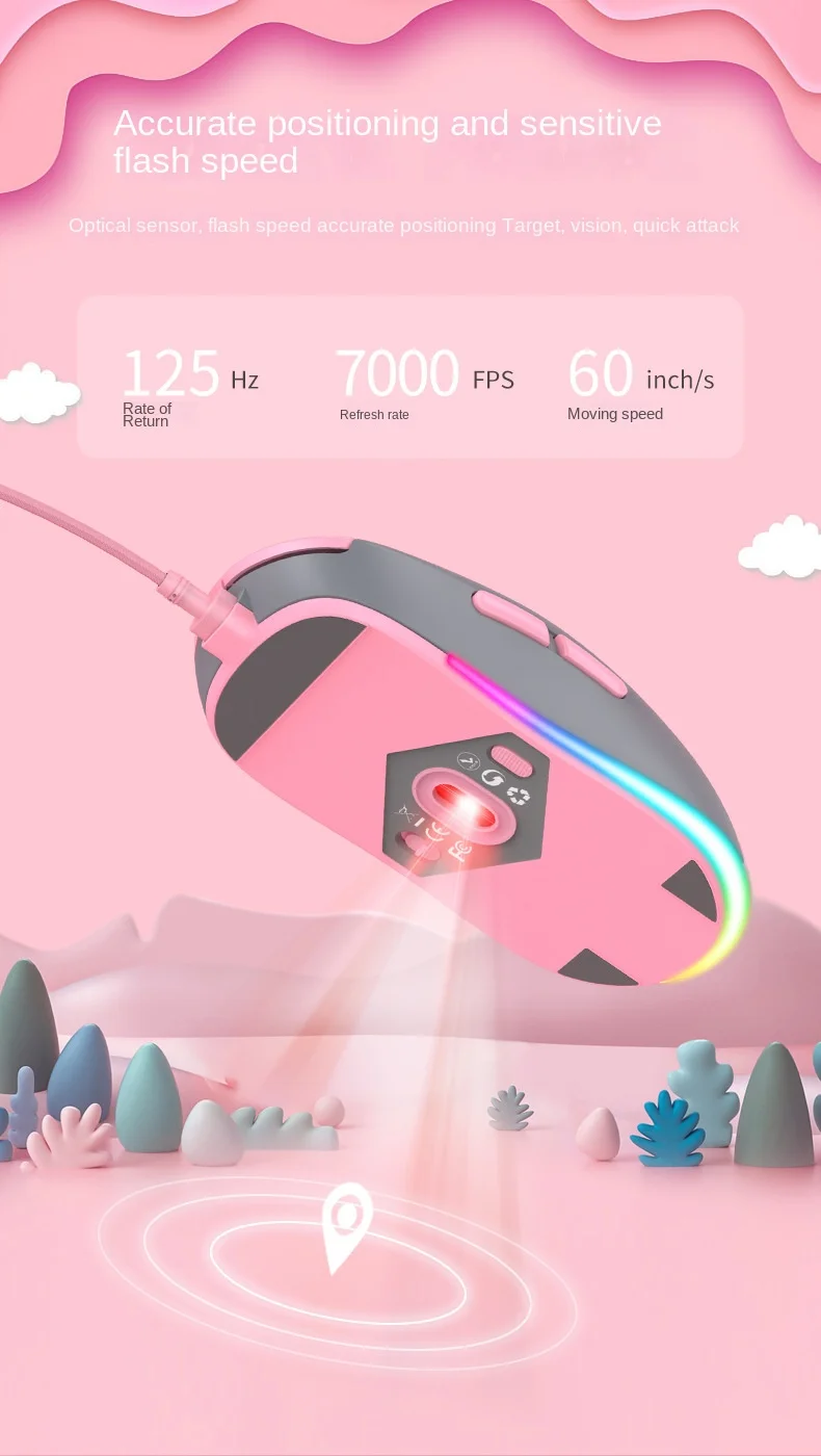 Wholesale G9 Office Game Wired Mouse Pink Weighted Laptop Accessories ...