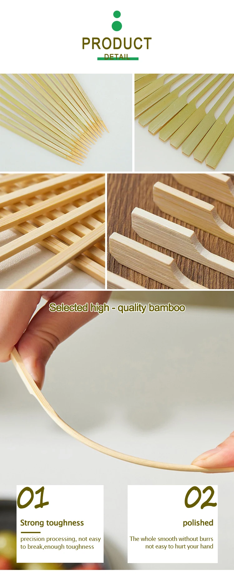 Bamboo Handle Skewer Disposable Flat Handle End Bamboo Skewer - Buy ...
