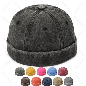 Hot Sale Washed Cotton Cap Without Brim Visorless Docker Hats Vintage ...