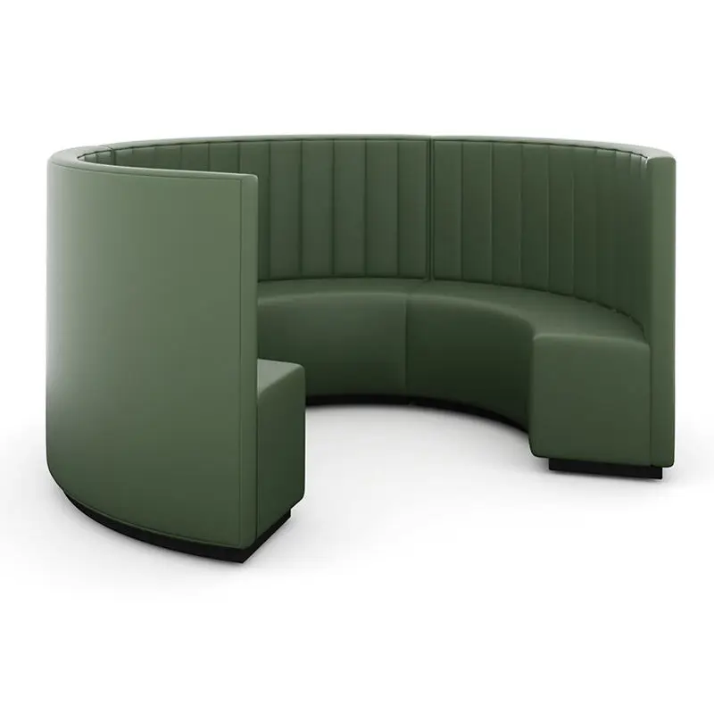 Light Luxury Curved Restaurant Booths Designs Wood PU Leather U Shape ...