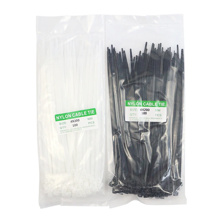 Self-locking Zip Ties Nylon Cable Ties Factory White/black Color Nylon ...