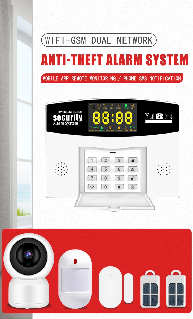 Factory Wifi Gsm Home Burglar Security Alarm System Motion Detector App ...