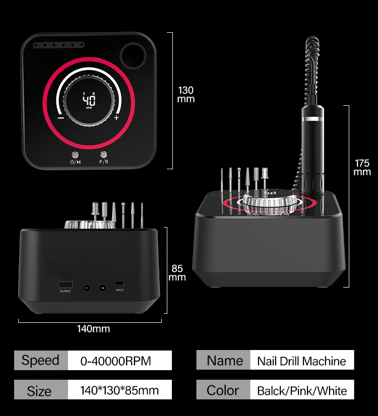 YOKEFELLOW Nail Drill Machine - 40000RPM Professional Kit