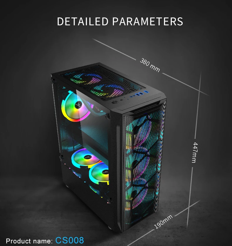 SNOWMAN Gaming Case - ATX Desktop PC Tower with RGB Fans