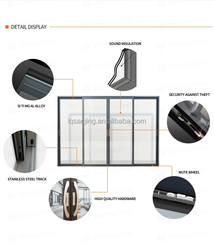Residential Large Modern Lockable Sliding Doors - Sanjing