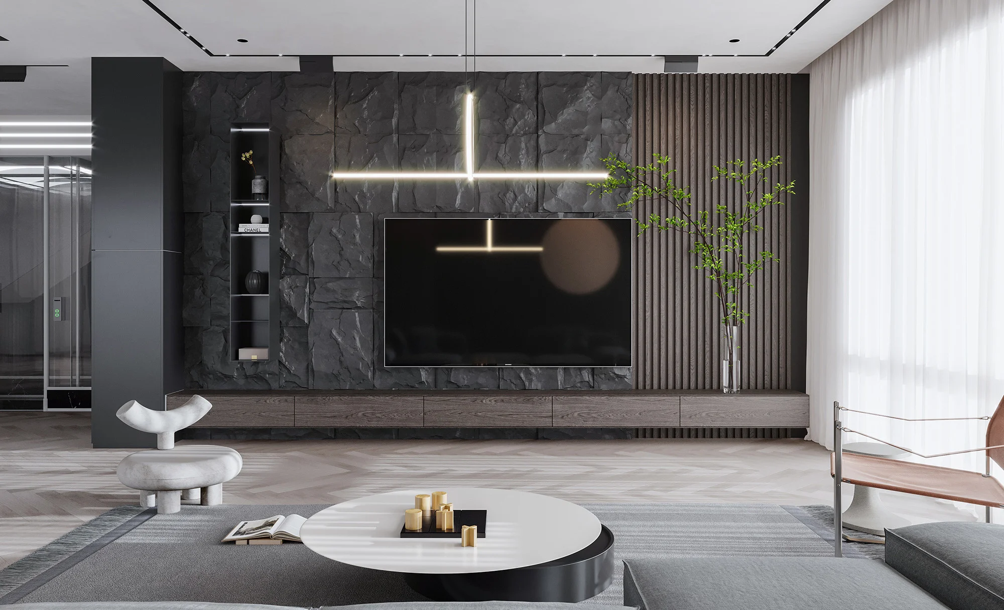 Modern Luxury Complet Moderne Tv Stand With Console Set For Living Room ...