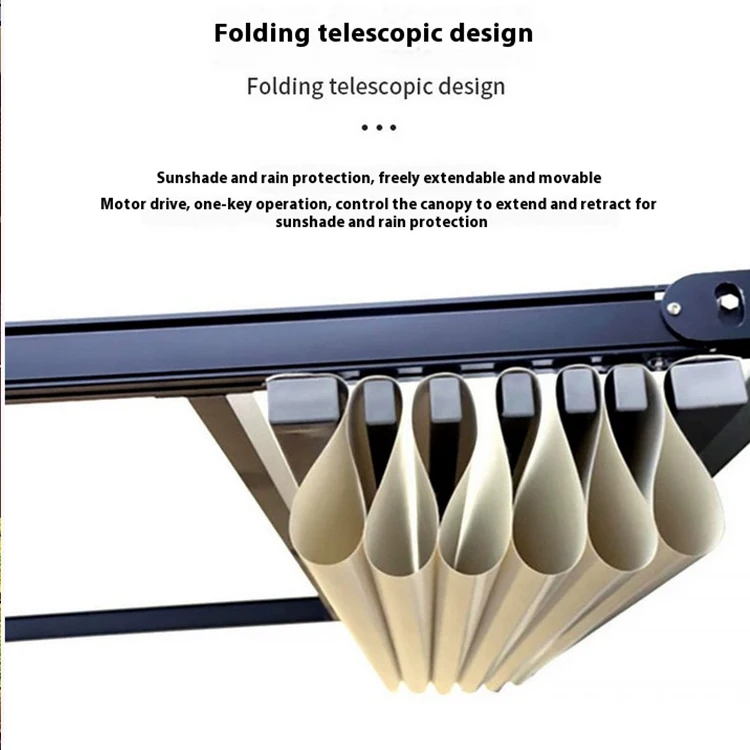Waterproof Electric Retractable Roof System Polyester Aluminum Frame ...