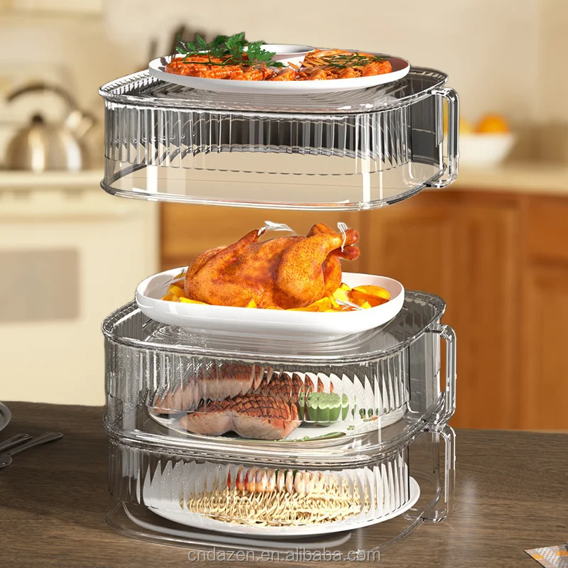 Multilayer Stackable Dust Proof Plate Round Dish Cover Insulation Food ...