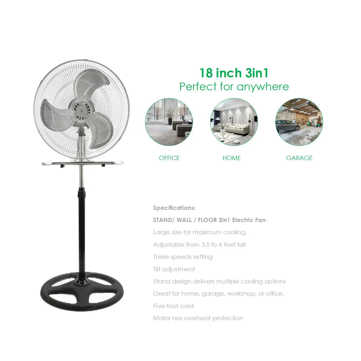 Hot Sale Ventiladore Industrial Standing Electric Fans 18 Inch ...