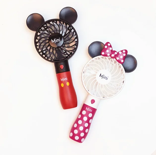 Portable Cute Mickey Minnie Handheld Fan Office Desk Top Usb Chargeable ...
