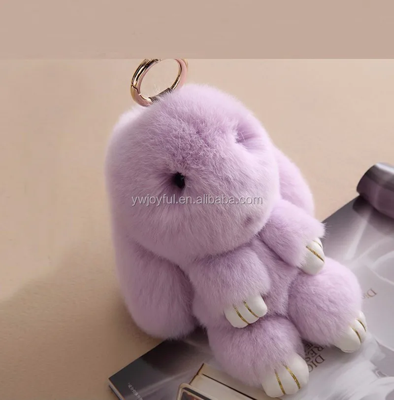 Factory Wholesale Cute Bunny Plush Fur Real Rex Keyring Pendant ...