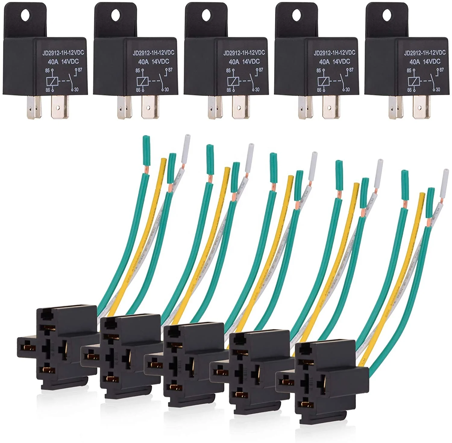 4 Pin 4 Pre-Wired 12V 40 Amp SPST Single Pole Single Throw Boschs Style ...