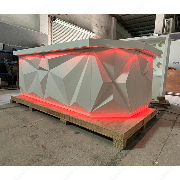 Luxury Corian Marble Mobile Bar Counter with LED Lights - Modern Design ...