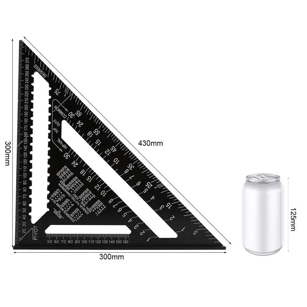 12 Inch Metric Aluminum Alloy Triangle Angle Ruler Protractor ...