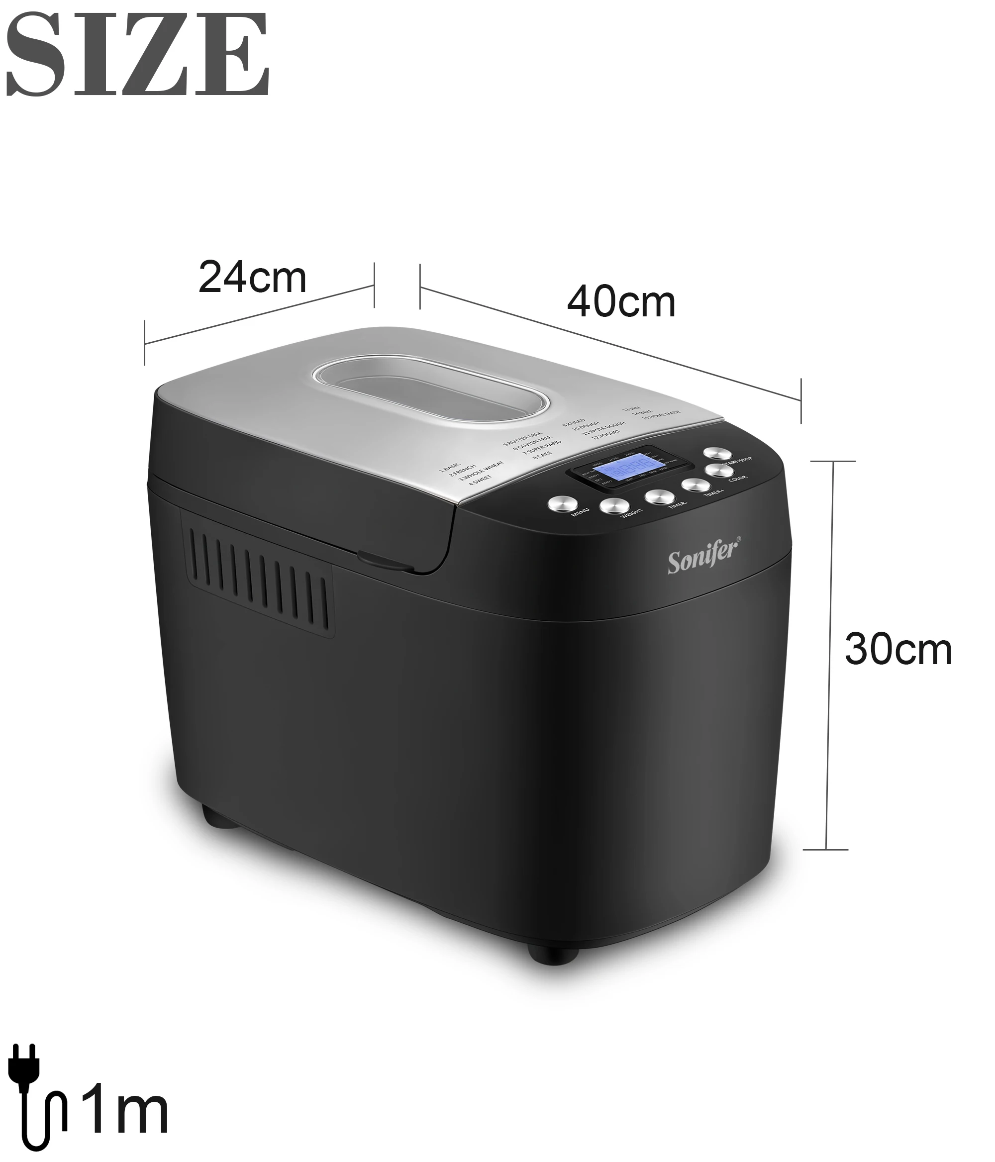 Sonifer SF-4025 - Efficient Home Bread Maker with 15 Programs