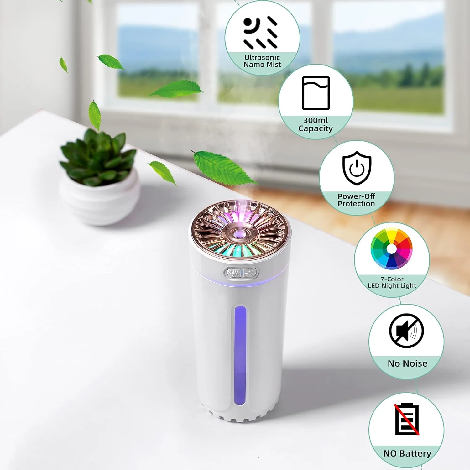Portable Usb Air Humidifier Rechargeable Colorful Led Lamp Cool Mist ...