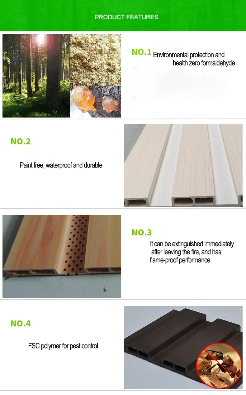 Interior Decoration Wpc Fence Panel Cladding Board Bamboo Charcoal ...
