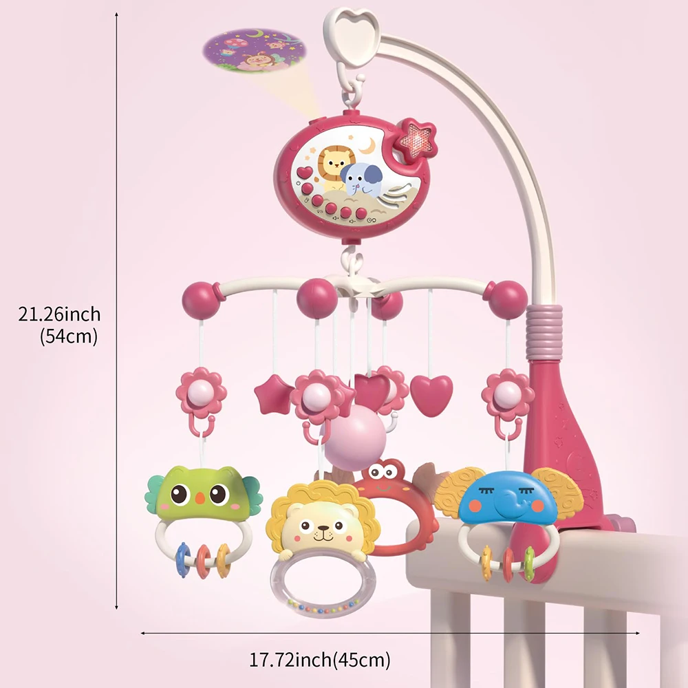 Bedtime Cot Hanger Projection Bed Bell Toy Rattle Rings Baby Crib ...