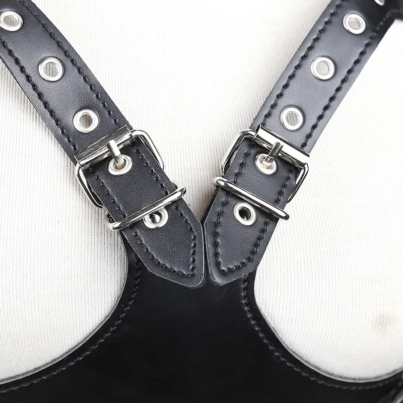 Sm Queen Leather Armor Bondage Chastity Set Shoulder Restraints Chest ...