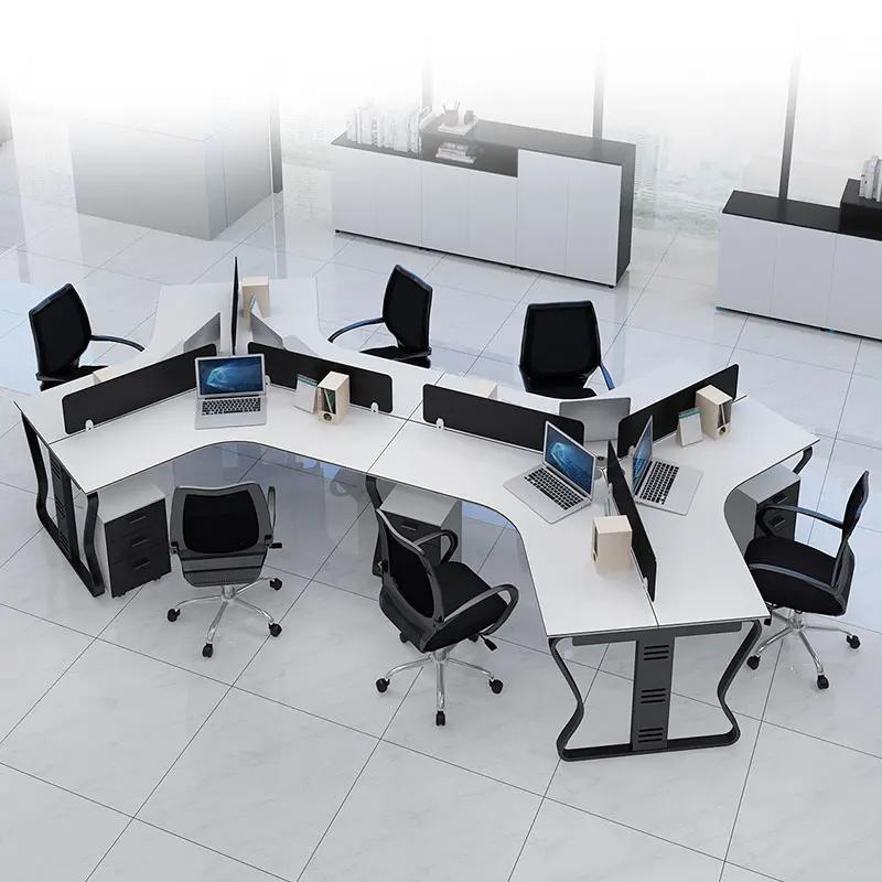 Staff Tables/ Work Desks Shape Desktop Partition Office Modular Clerk ...