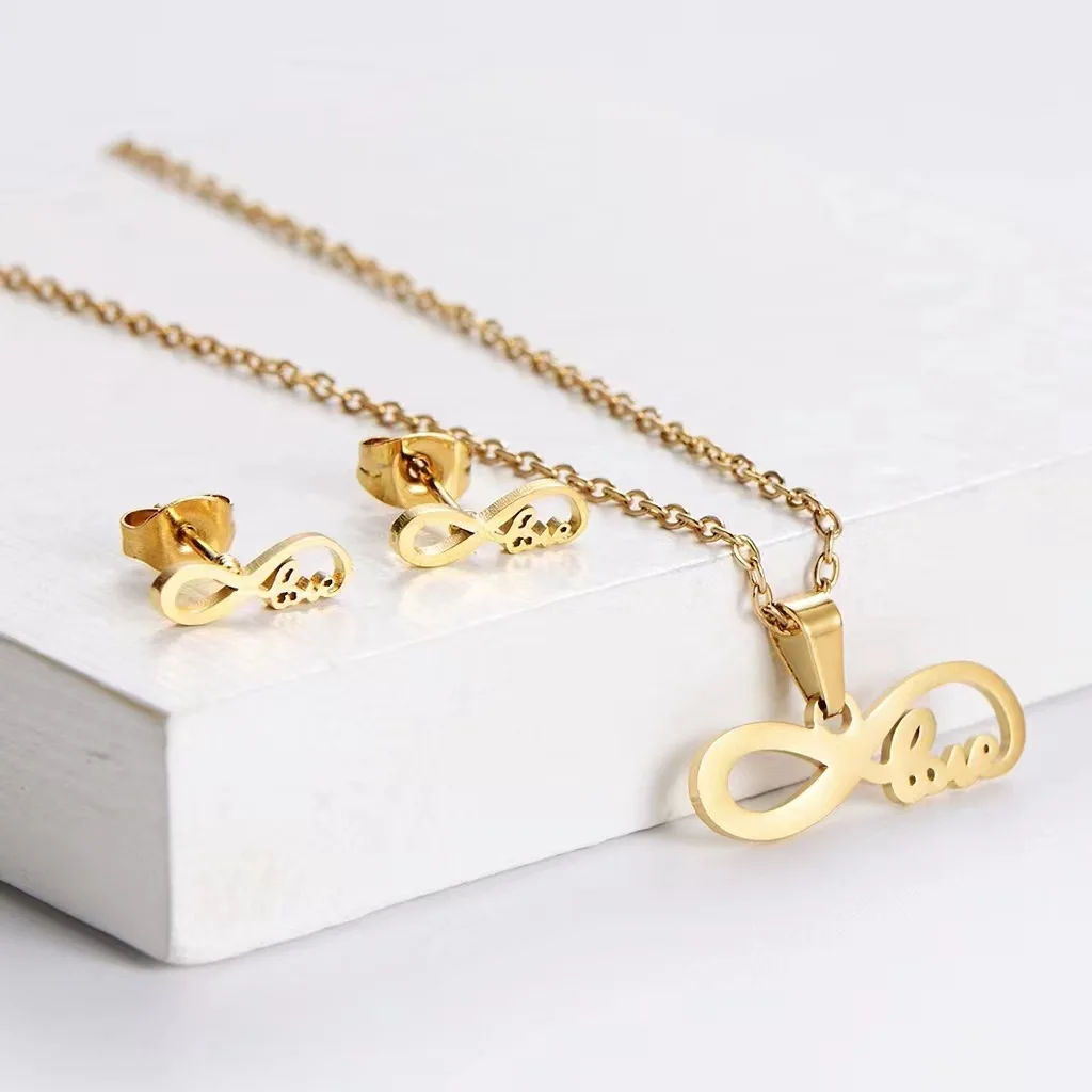 Minimalist 18K Gold Stainless Steel Jewelry Set for Women