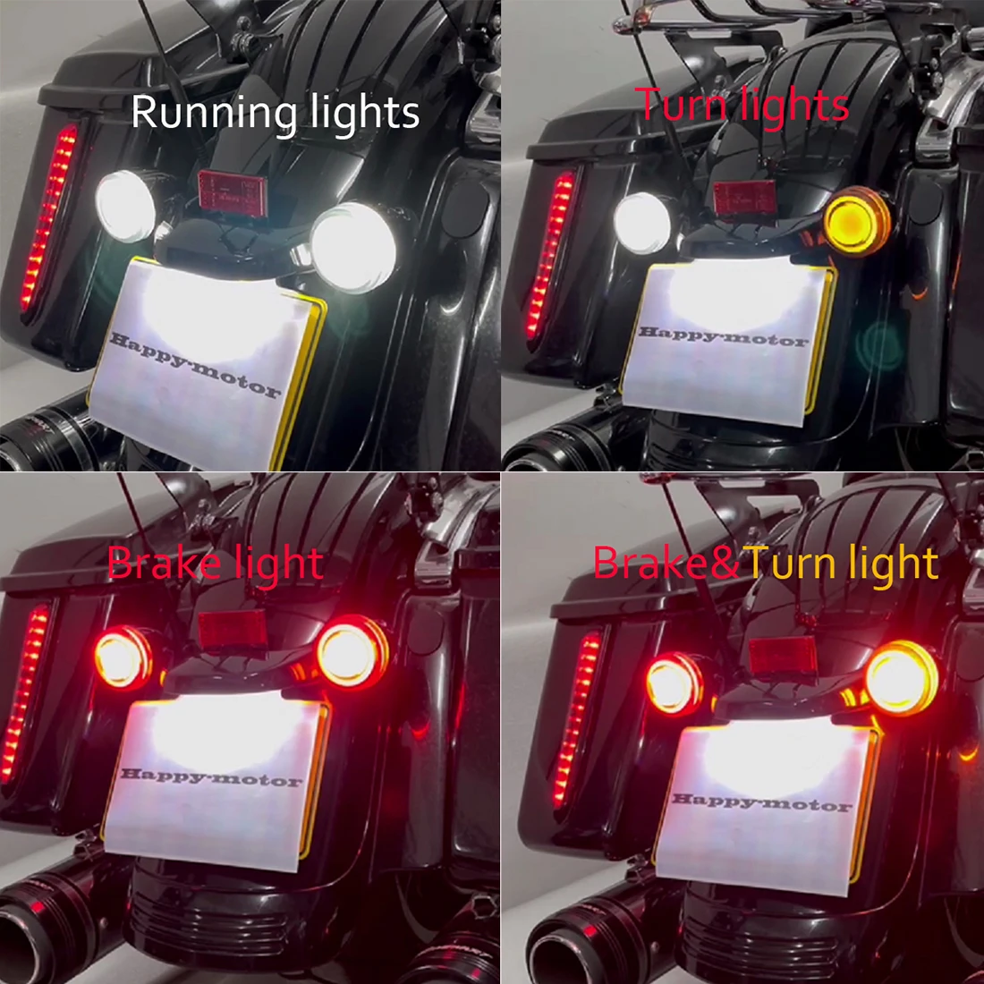 Black Bullet Rear Tail Lights bar Turn Signal Light for harley Road ...