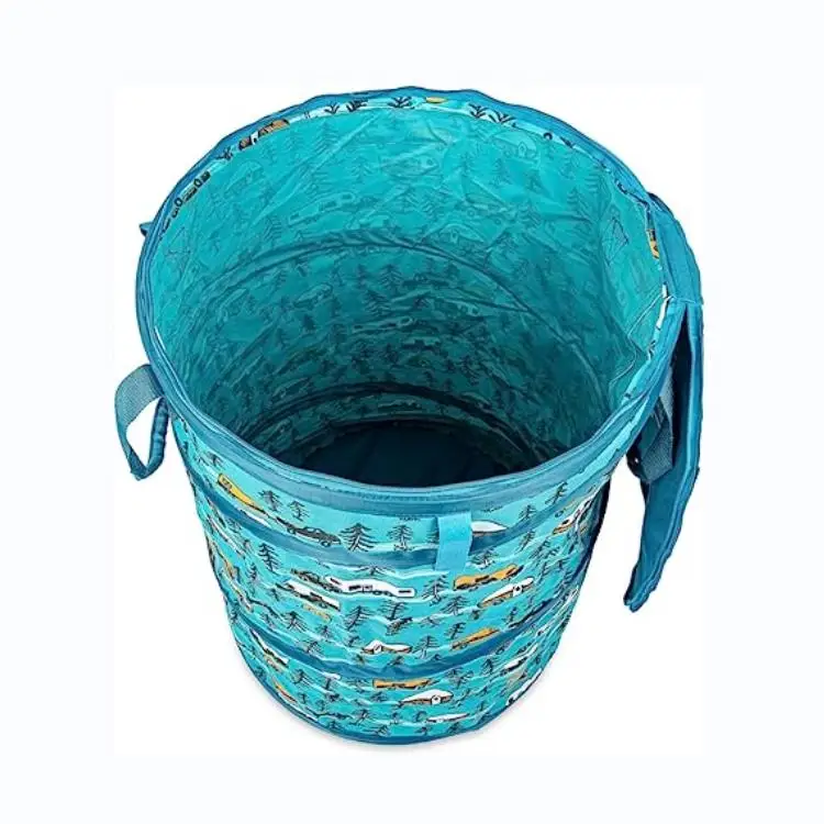 Popup Cylindrical Laundry Hamper Bucket Foldable Clothes Bag Folding ...