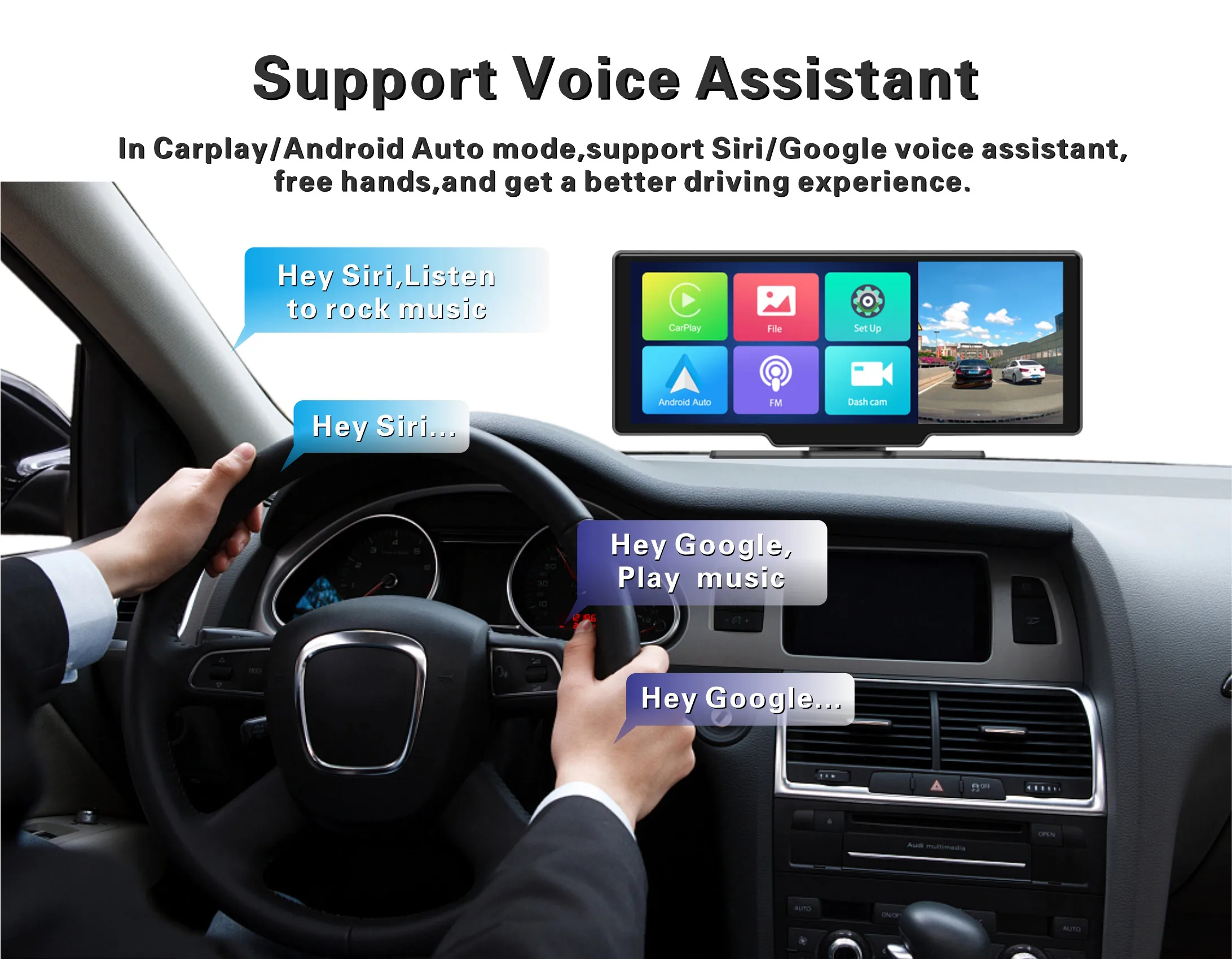 4K Portable ADAS Carplay Camera Monitor - Dual Lens Dash Cam